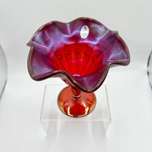Vintage Fenton Red Iridescent Compote With Stars - 2002 Museum ...