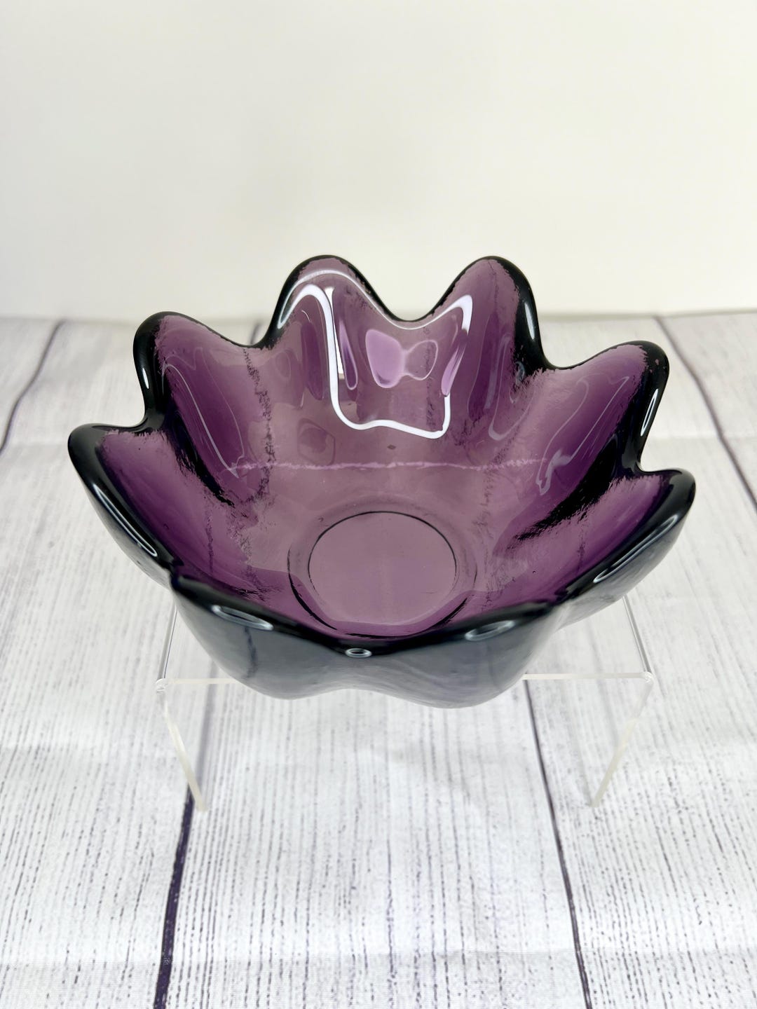 Blenko Small Purple Glass Lotus Bowl - Etsy