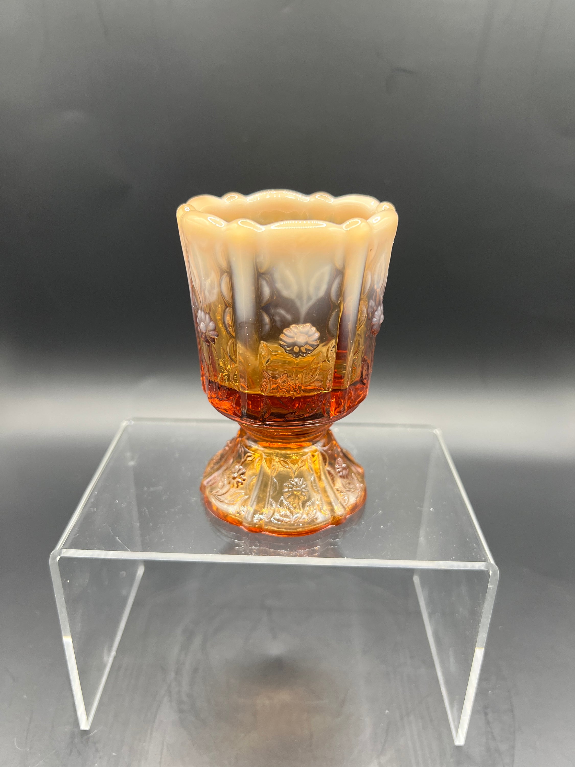 Vintage Fenton Glass Paneled Daisy Vine Footed Toothpick or Votive ...