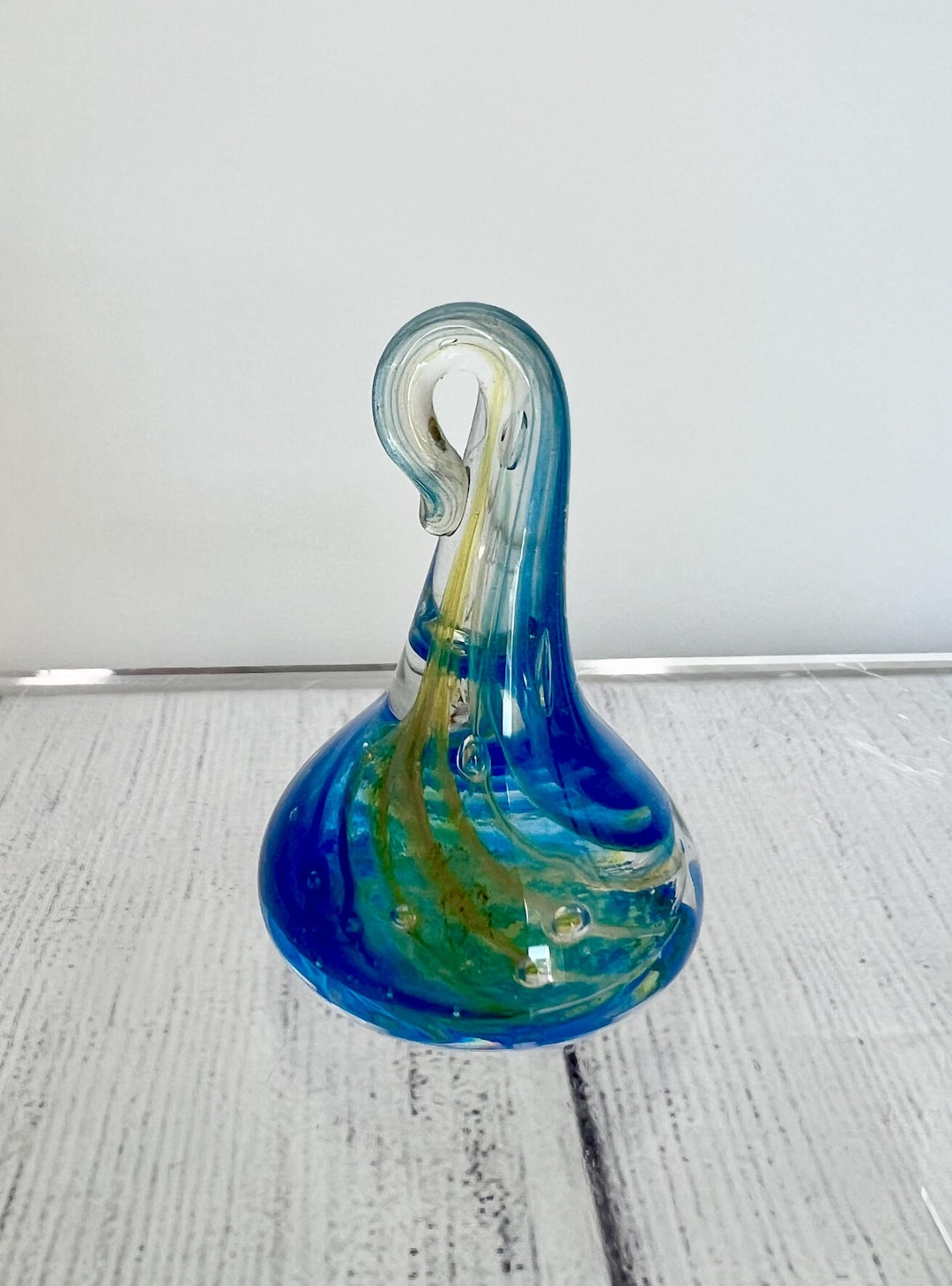 Modern Art Glass Hand Blown Blue Swirl Glass Kiss Made by Ron Hinkle - Etsy
