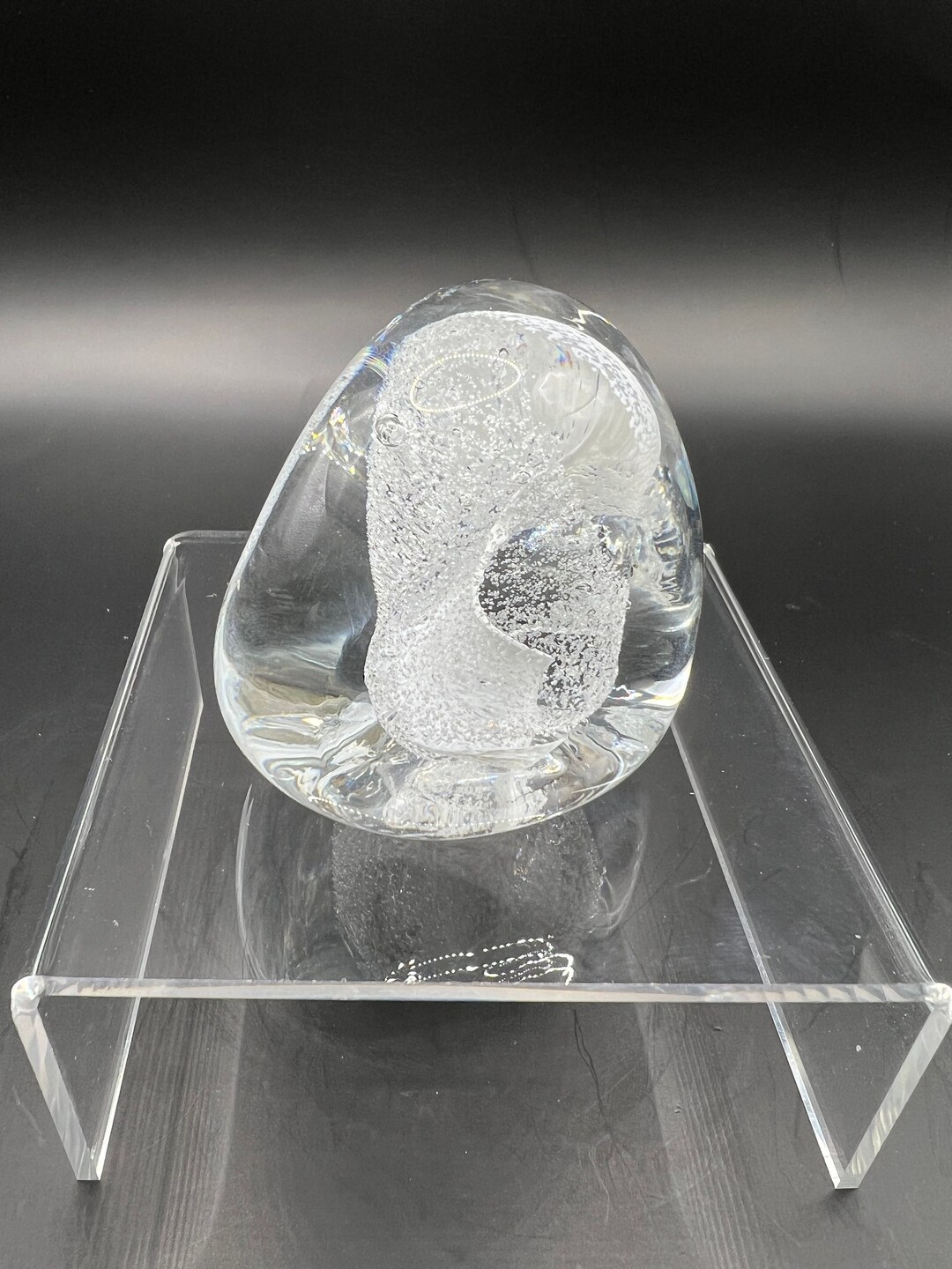 Vintage Caithness Irish Glass Paperweight - Clear White Swirl - Etsy