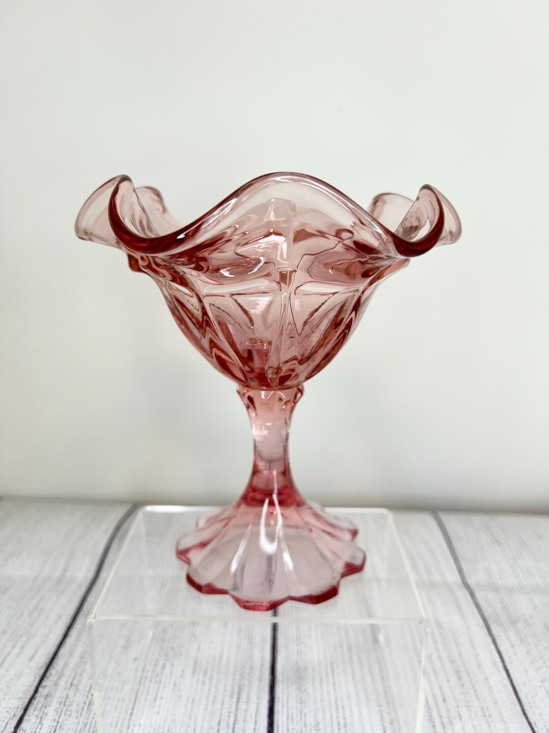 Vintage Fenton Glass Pink Compote or Candy Dish - Etsy