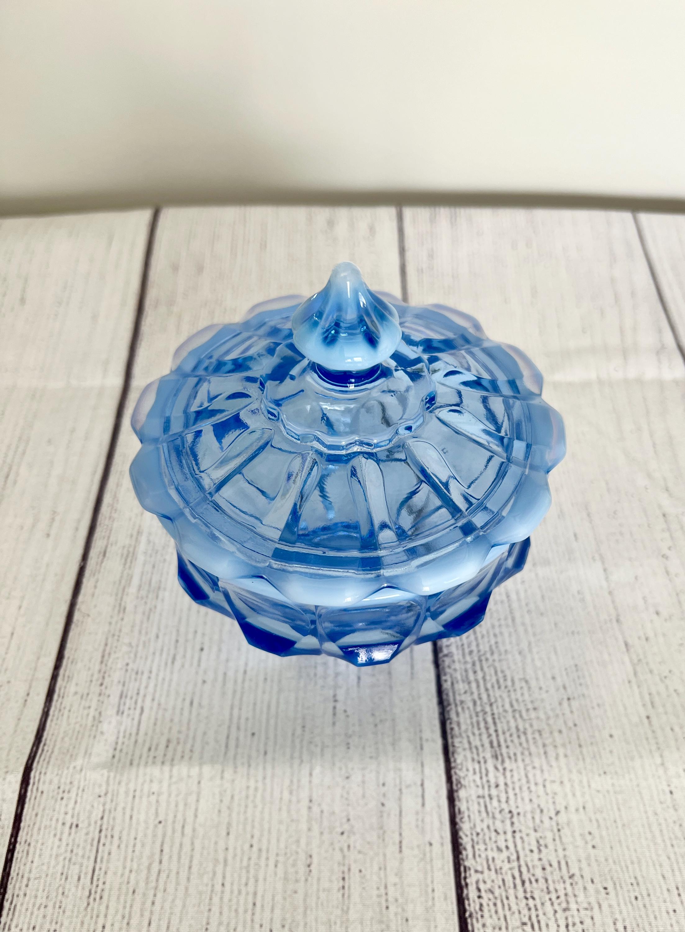 Beautiful Fenton Opalescent Periwinkle Blue Lidded Candy Dish - Etsy