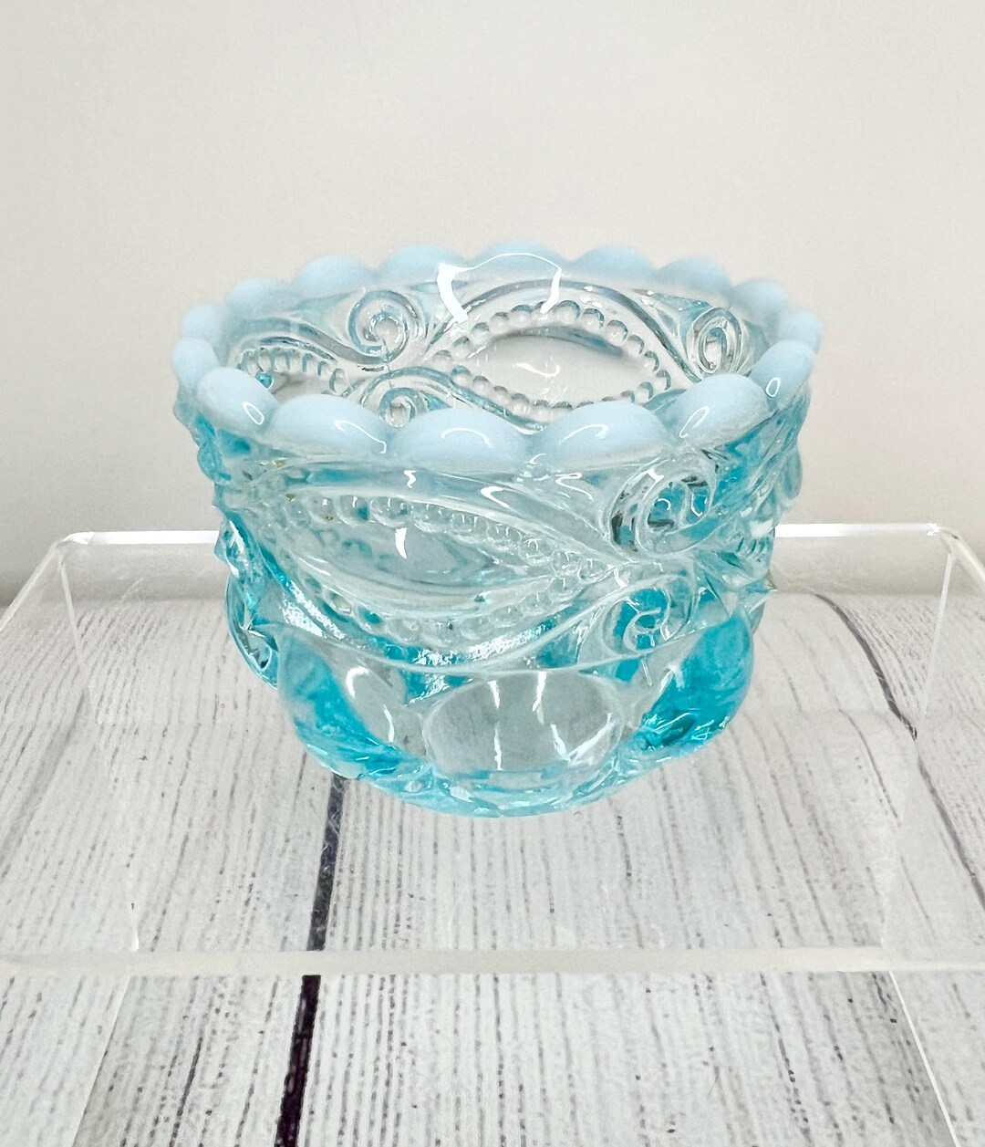 Mosser Blue Opalescent Eye Winker Glass Toothpick Holder Salt Cellar - Etsy