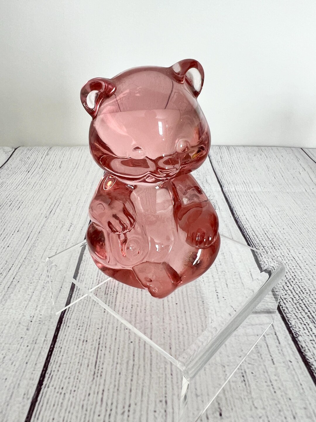 Vintage Fenton Bear Figurine - Pink - Etsy