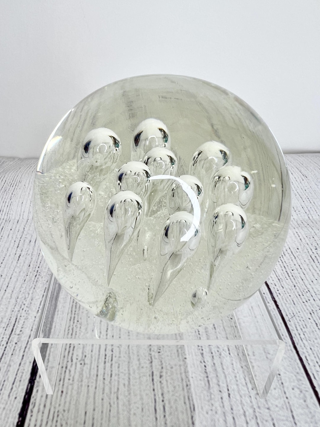 Beautiful Round Bubble Clear Art Glass Paperweight - Etsy