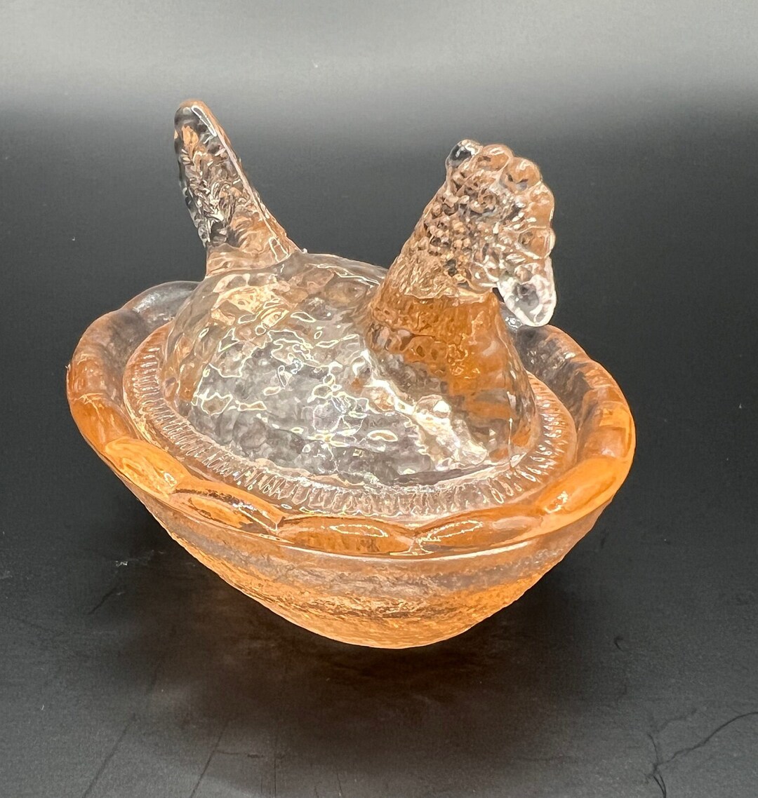 Vintage Miniature Hen on Nest Salt Cellar Peach - Etsy