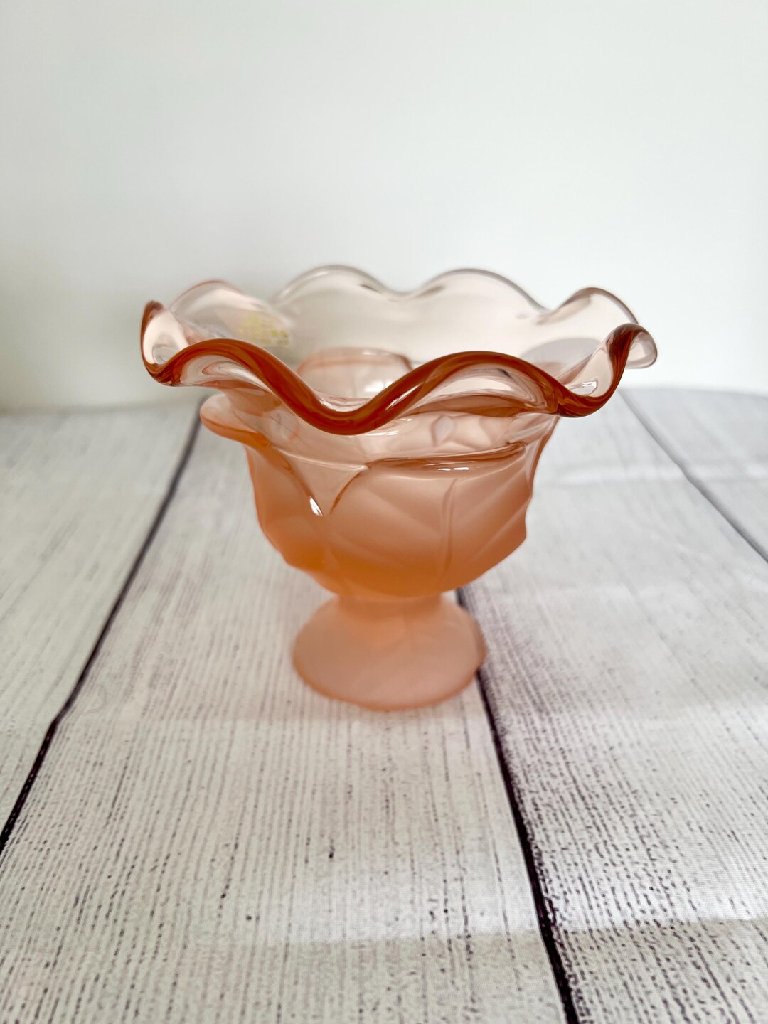 Viking Epic Leaf Pink Satin Ruffled Glass Candy Dish - Etsy