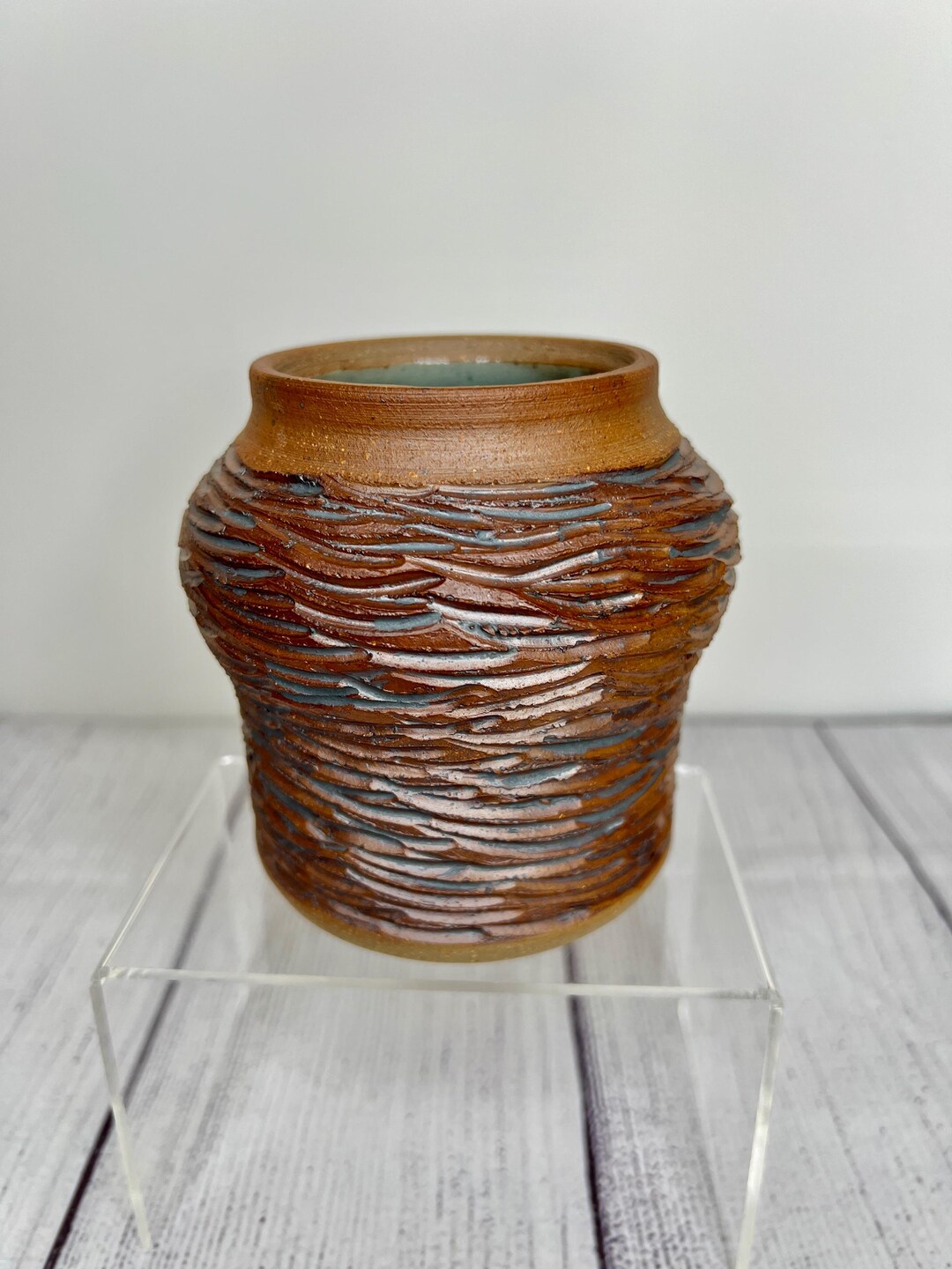 Incised Studio Pottery Brown Vase Signed - Etsy