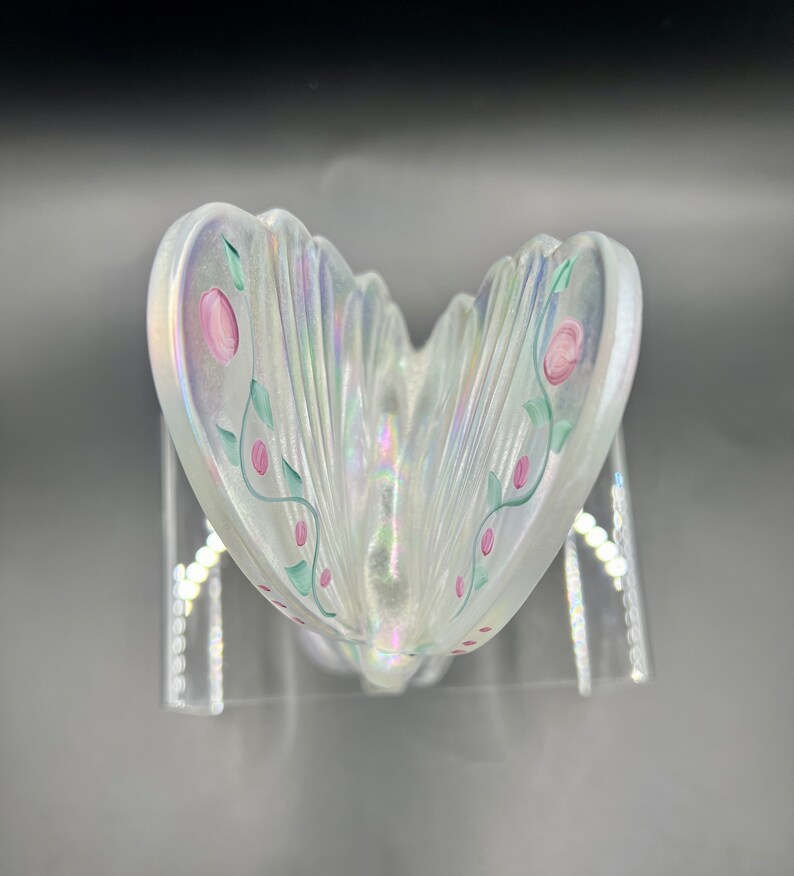 Vintage Fenton Iridescent, Hand-painted Butterfly Figurine Paperweight ...