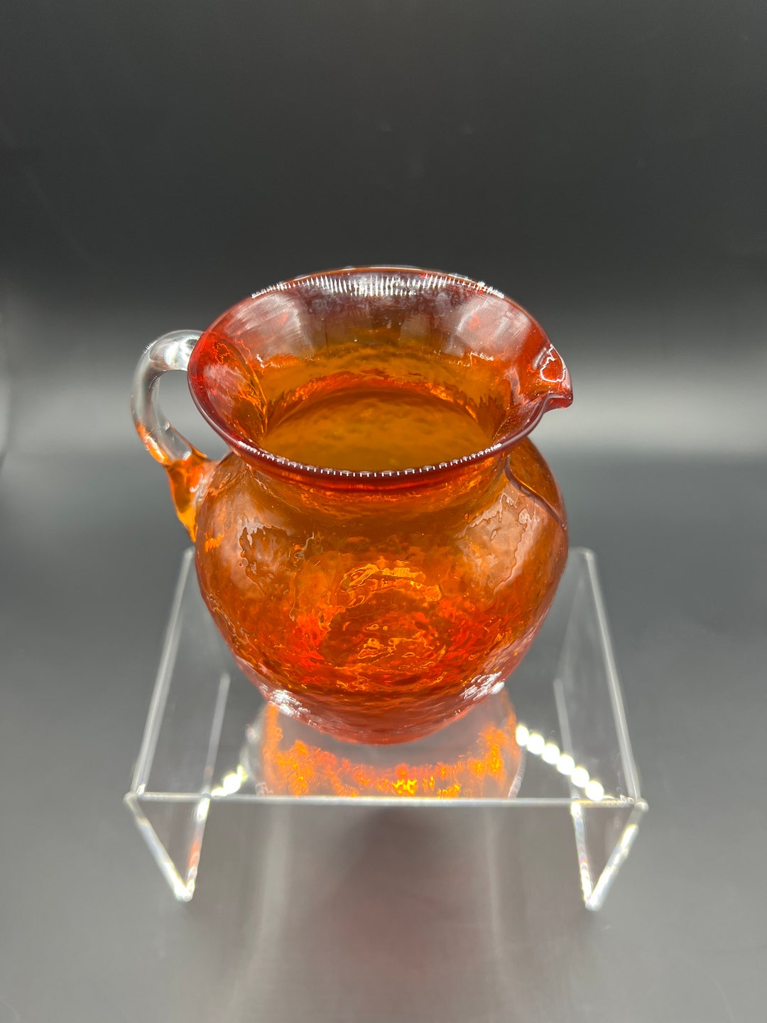 Vintage Small Orange Pitcher - Etsy