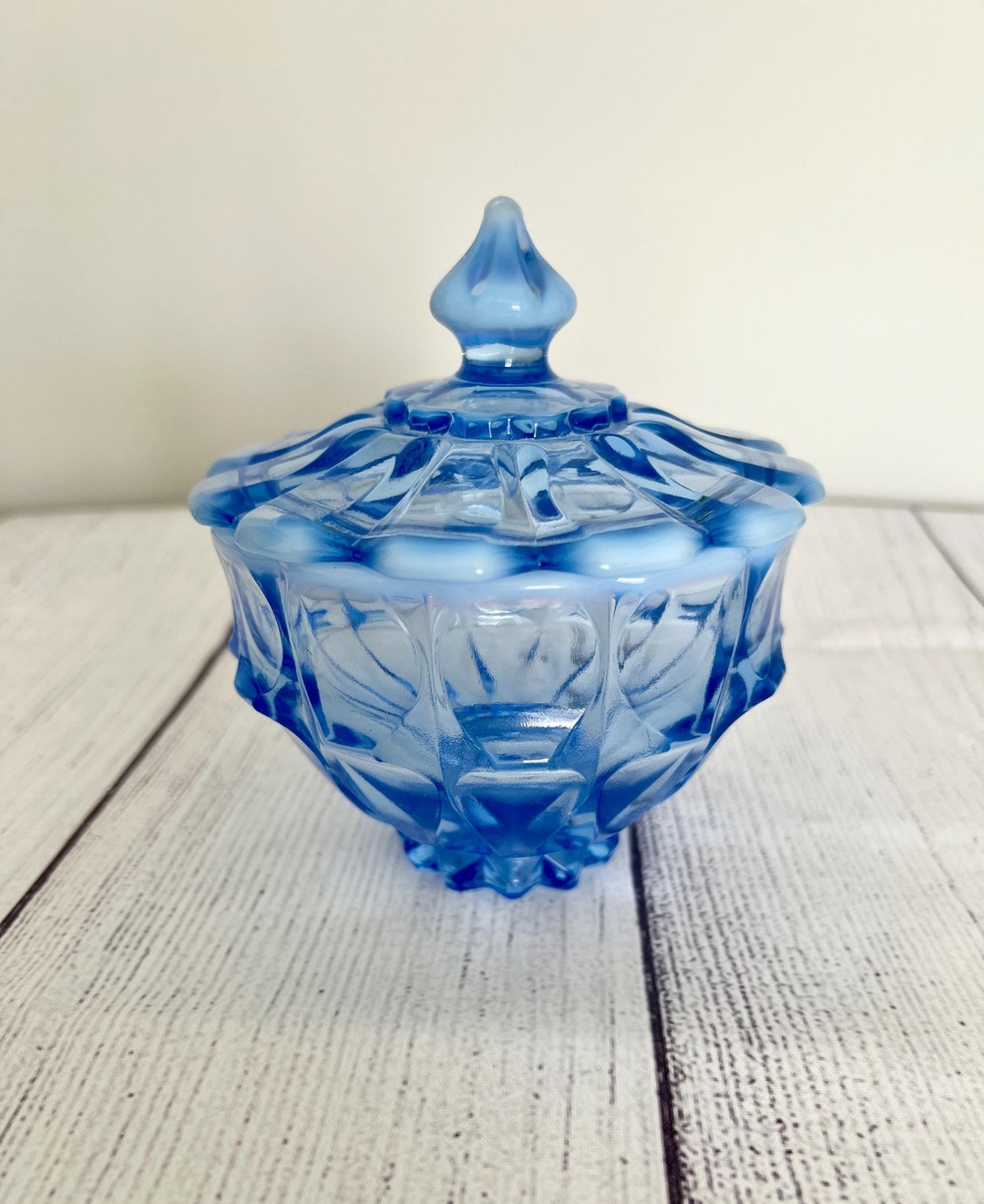 Beautiful Fenton Opalescent Periwinkle Blue Lidded Candy Dish - Etsy