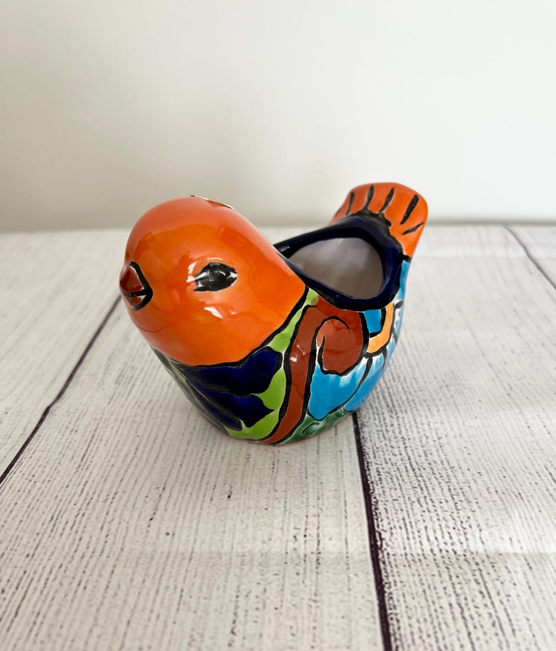 Vibrant Mexican Talavera Bird Planter Pottery With Hand-painted Motif ...