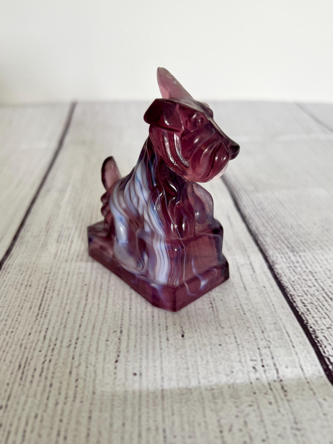Boyd Art Glass Retired Purple and White Slag Scottie Dog - Etsy