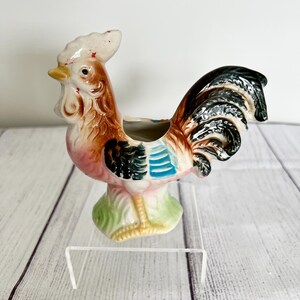 Vintage Colorful Ceramic Rooster Chicken Planter - Etsy