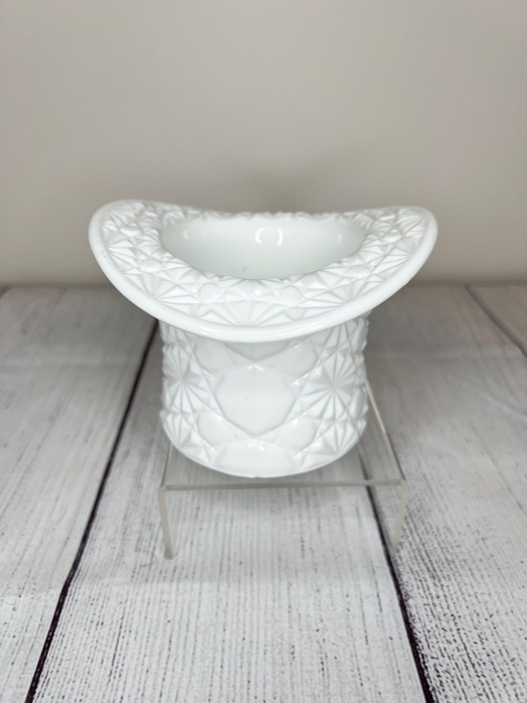 Vintage LE Smith or Fenton Daisy and Button White Glass Hat - Etsy
