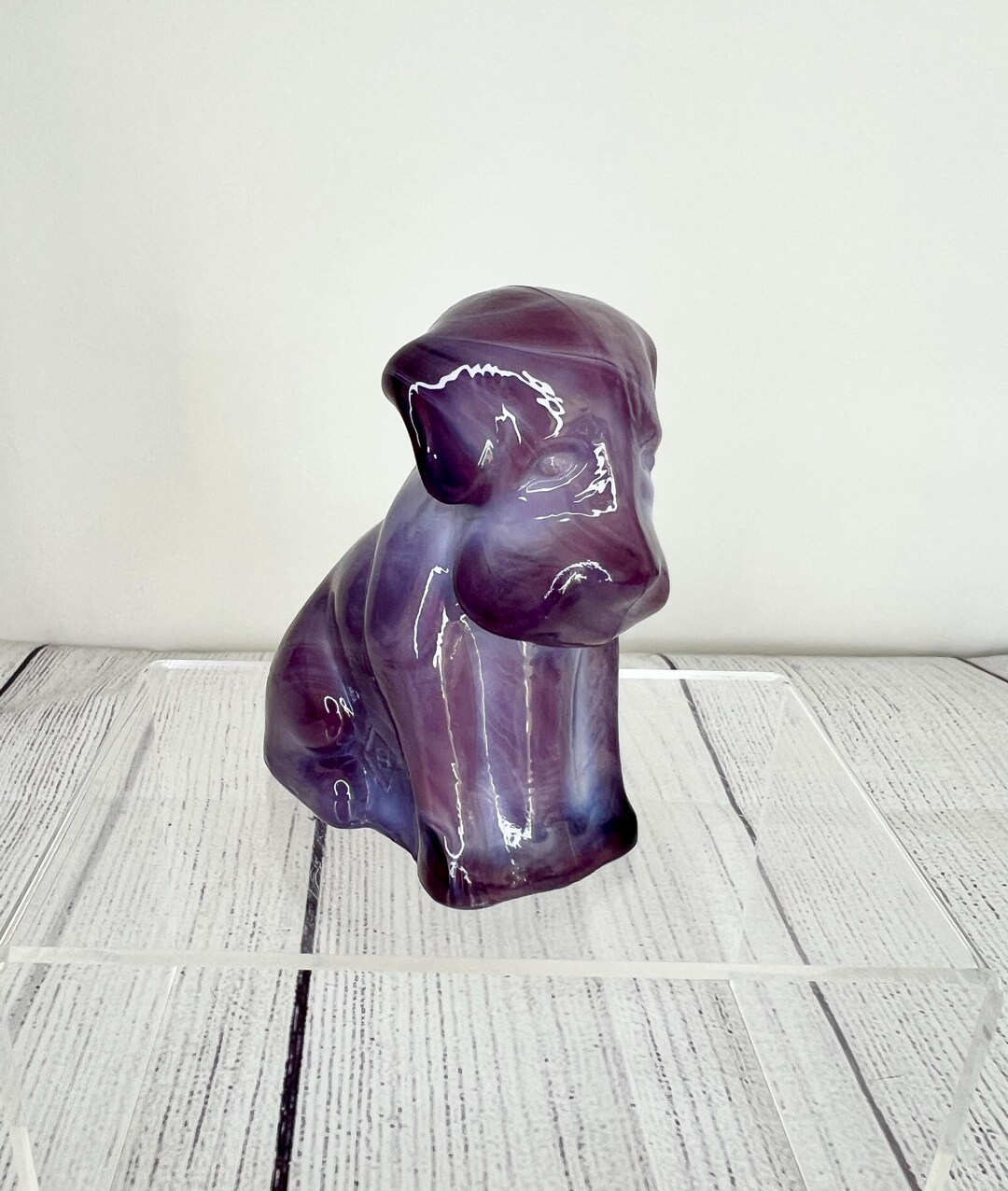 Vintage Boyd Purple Slag Glass Dog - Etsy