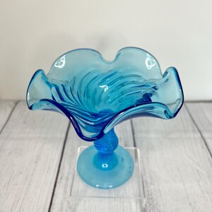 Vintage Blue Swirled and Twisted Stem Glass Candy Dish Compote - Etsy
