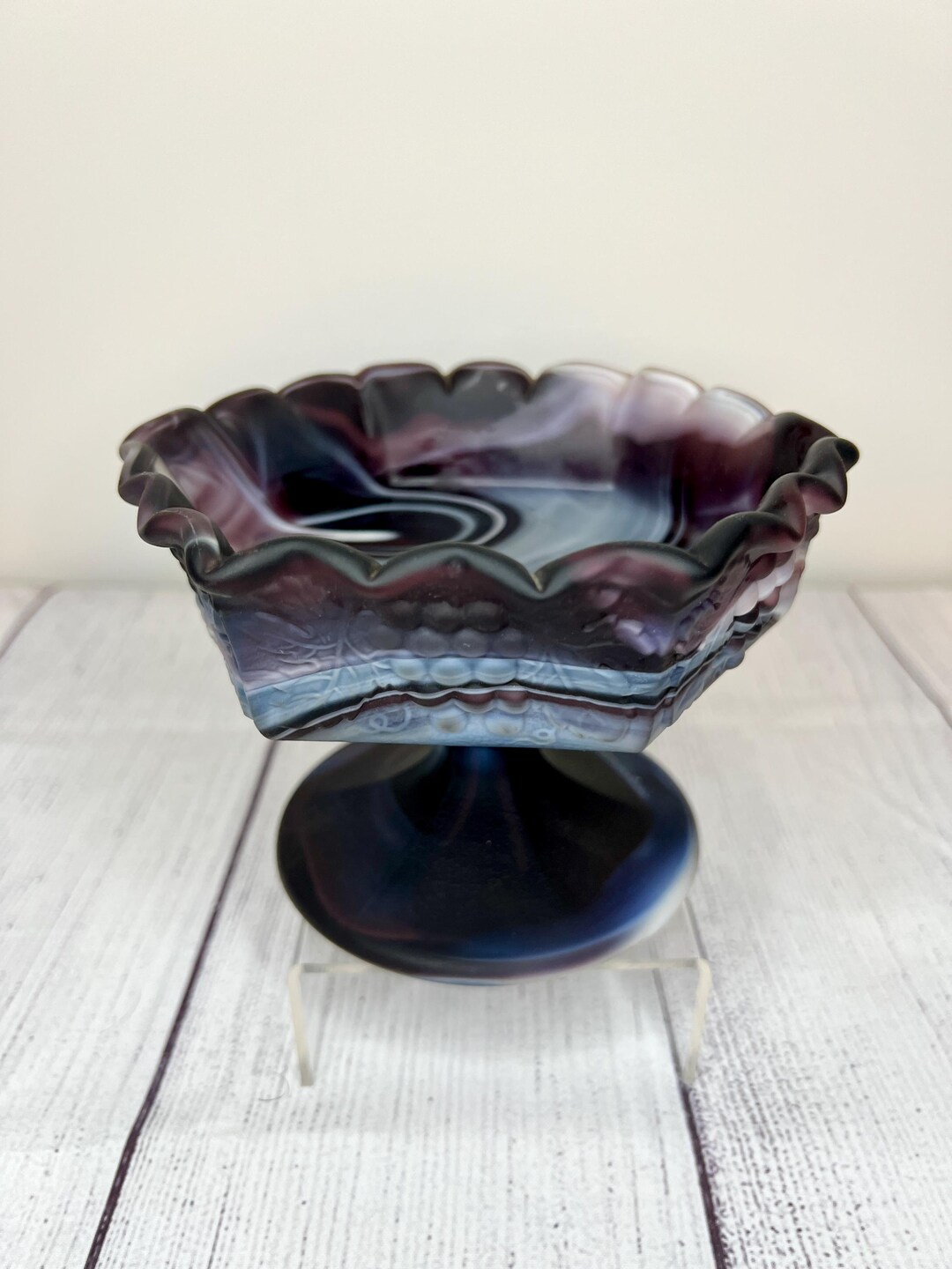 Vintage Imperial Purple Slag Glass Grape Vine Compote Candy Dish - Etsy