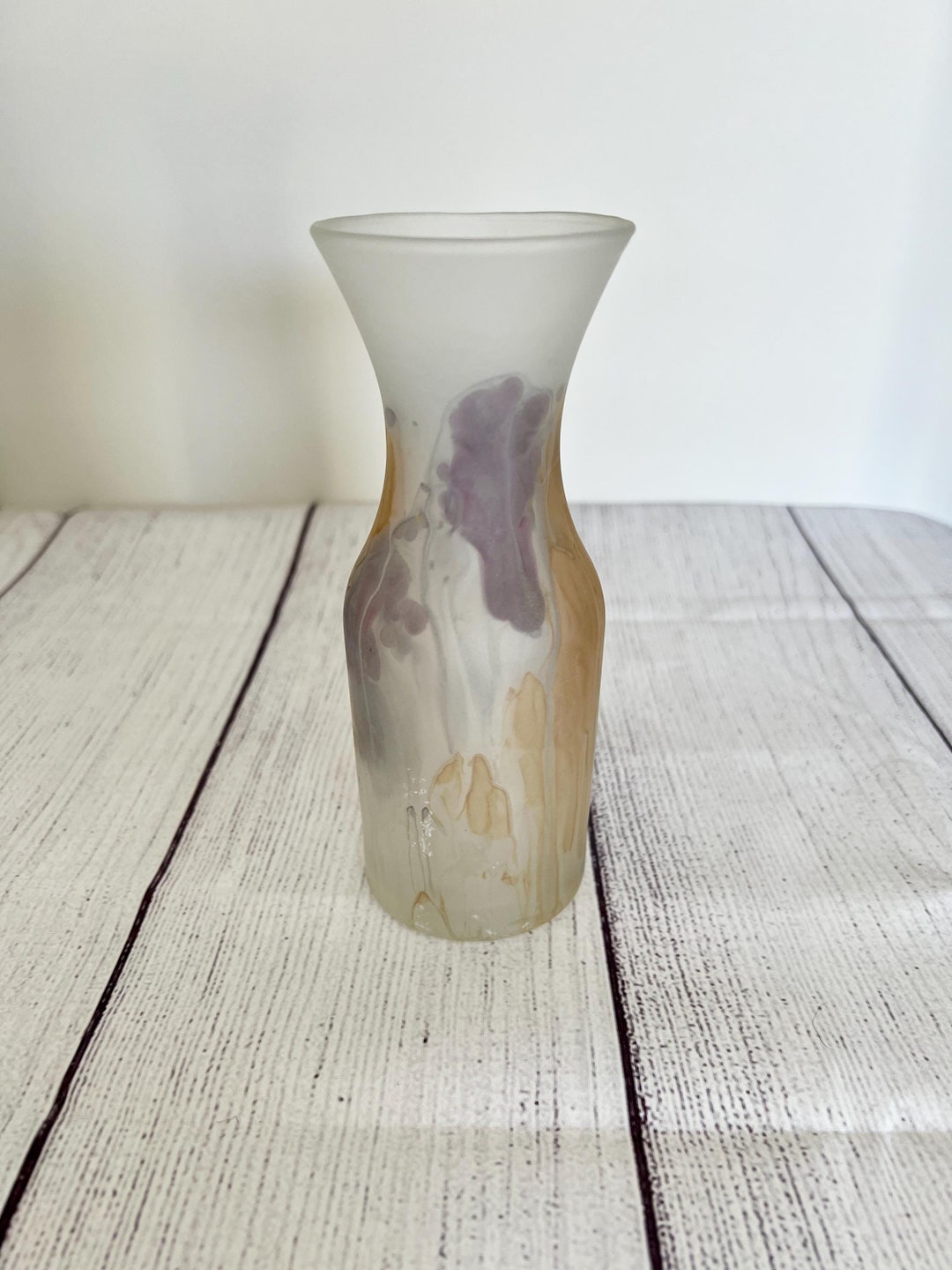 Vintage Rueven Art Glass Hand-painted Drip Glass Vase - Etsy