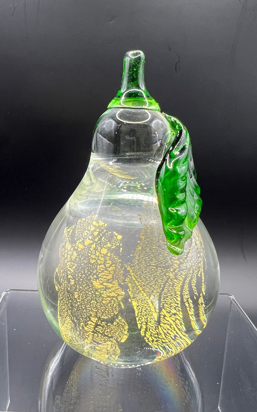 Beautiful Pear Paperweight Clear With Gold Accents - Etsy