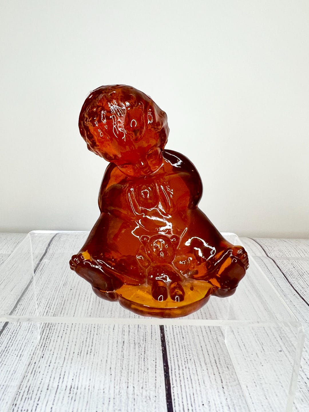 Vintage R. Wetzel Amber Brown Glass Sonny Boy With Bear - Glows - Etsy