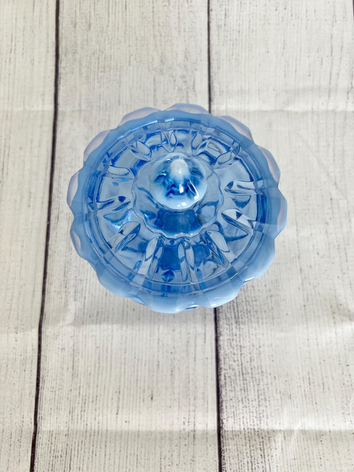 Beautiful Fenton Opalescent Periwinkle Blue Lidded Candy Dish - Etsy