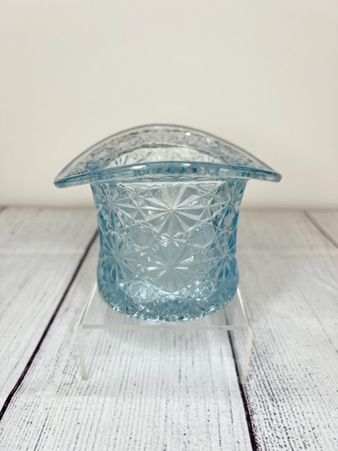 Vintage LE Smith or Fenton Daisy and Button Light Blue Glass Hat - Etsy