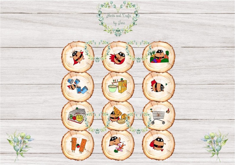 Supertato Storytelling Resource: 25 Image Wood Slice Printable (PDF ...