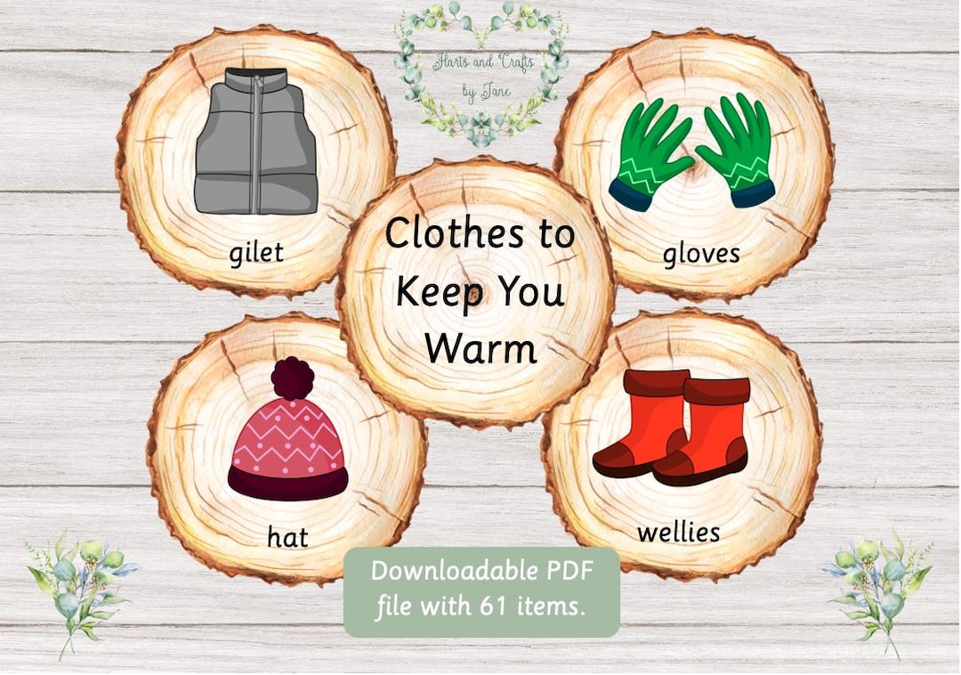 Winter Clothes Flashcards: Montessori Wood Slices (PDF Download) - Etsy