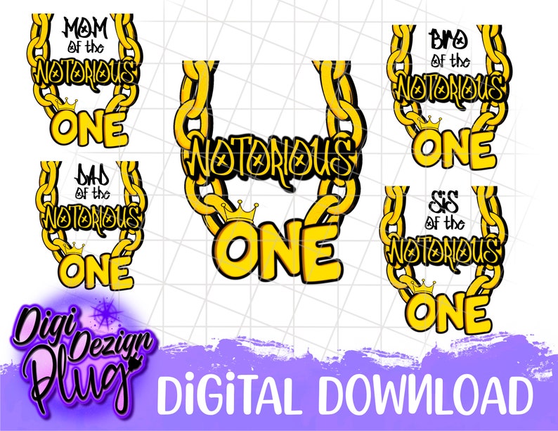 Notorious One Birthday Png Family Bundle Digital Download - Etsy UK