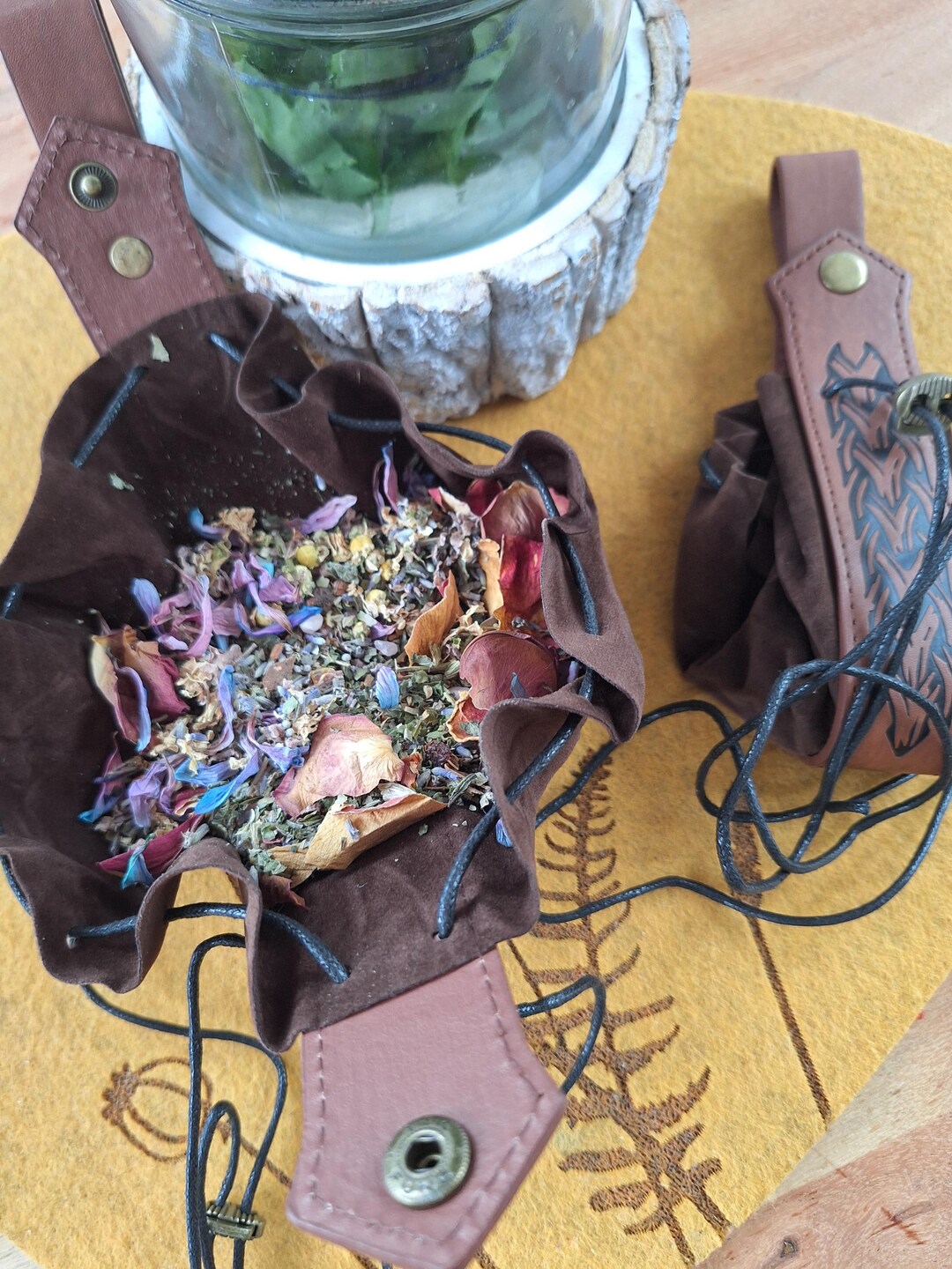 Brown Velvet Bag With Ritual Herbs Your Companion for Spiritual Rituals ...