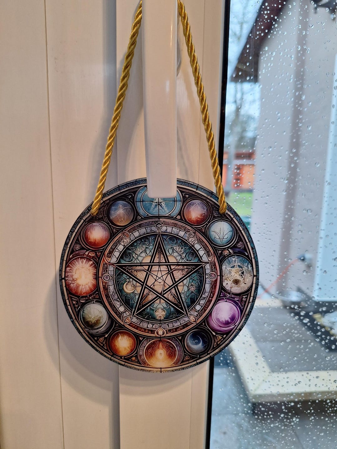 Window Picture, Moon Phases, Pentagram Window Picture, Wall Picture ...