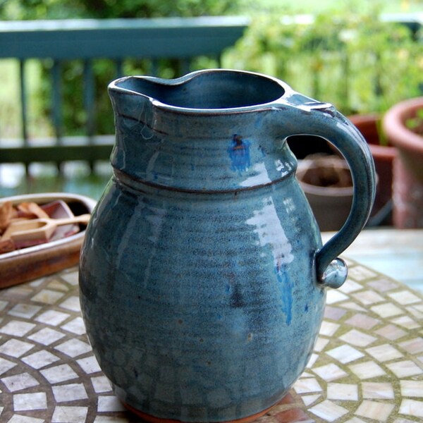 Blue Ceramic Pitcher - Etsy