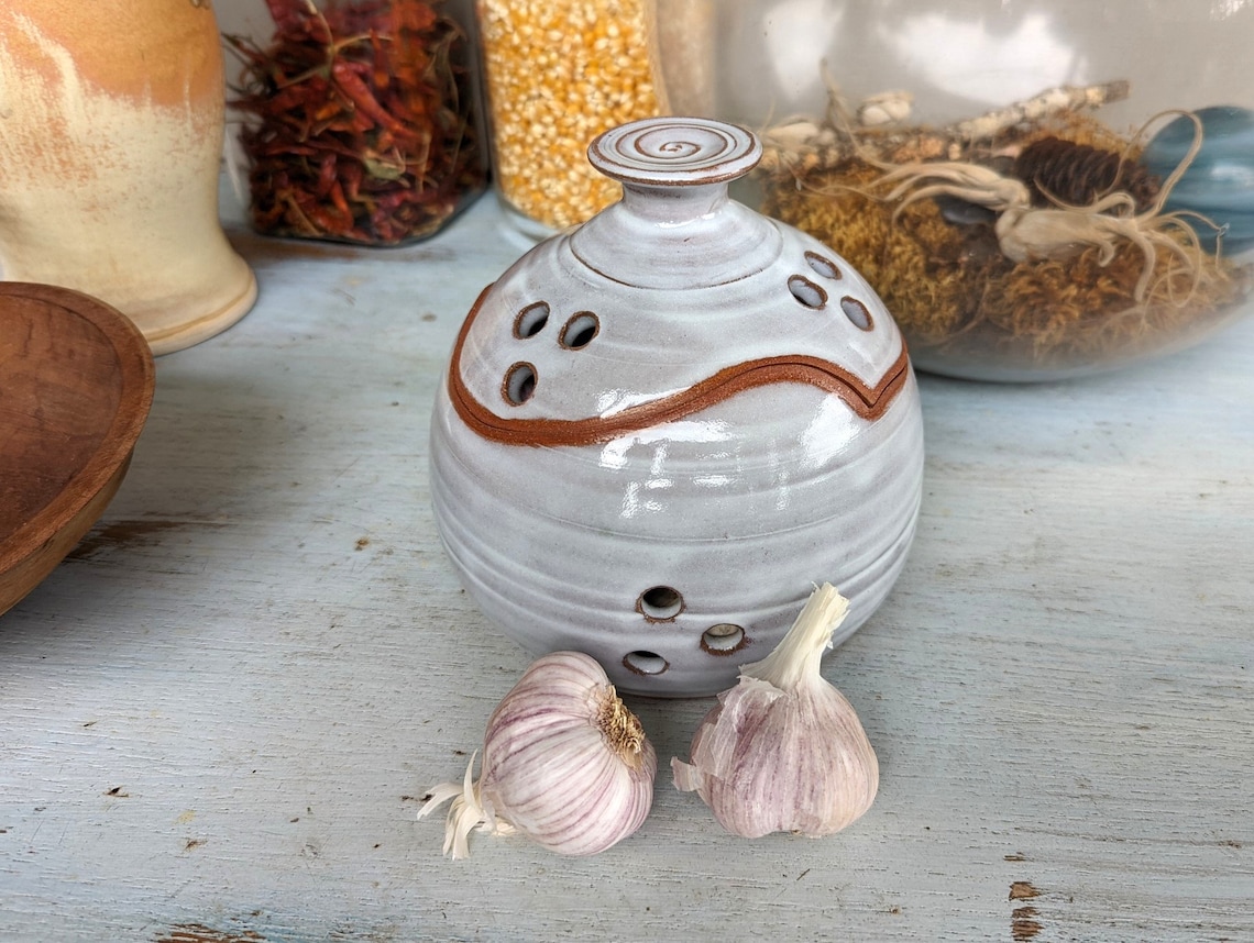 Large Garlic Keeper or Shallot Pot in Shale Made to Order - Etsy