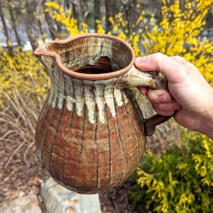 Large One Gallon Pitcher Ridged in Brownstone - Made to Order - Etsy