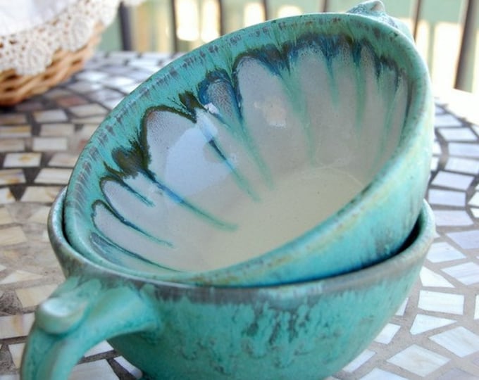 Cappuccino Cup in Turquoise Made to Order - Etsy