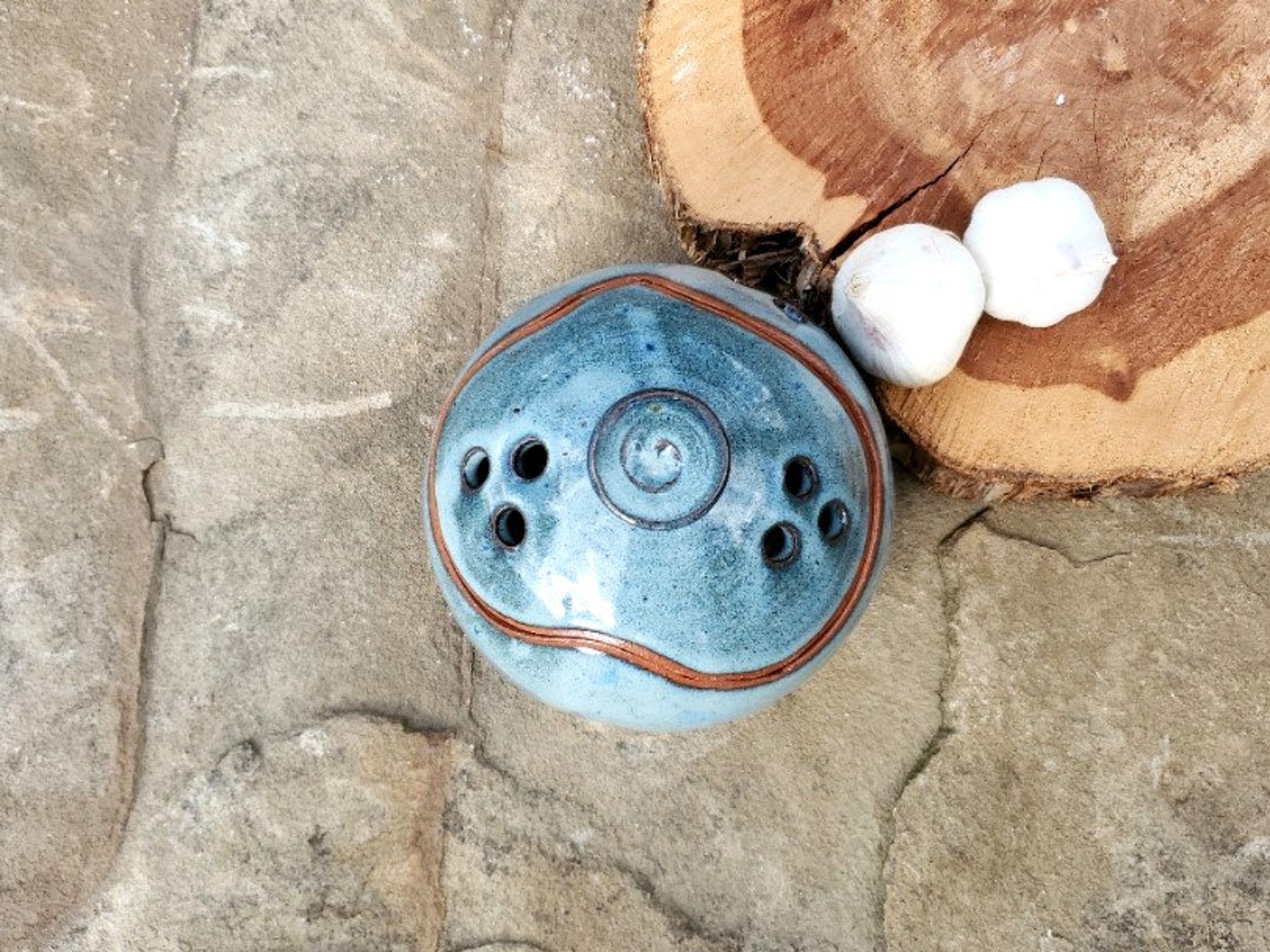 Large Garlic Keeper or Shallot Pot in Slate Blue Made to - Etsy