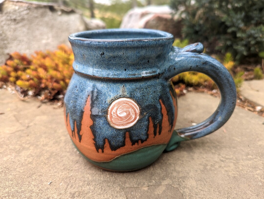 Huge Forrest Moon Mug in Slate Blue - Made to Order - Etsy
