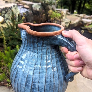 Large One Gallon Pitcher Ridged in Slate Blue - Made to Order - Etsy
