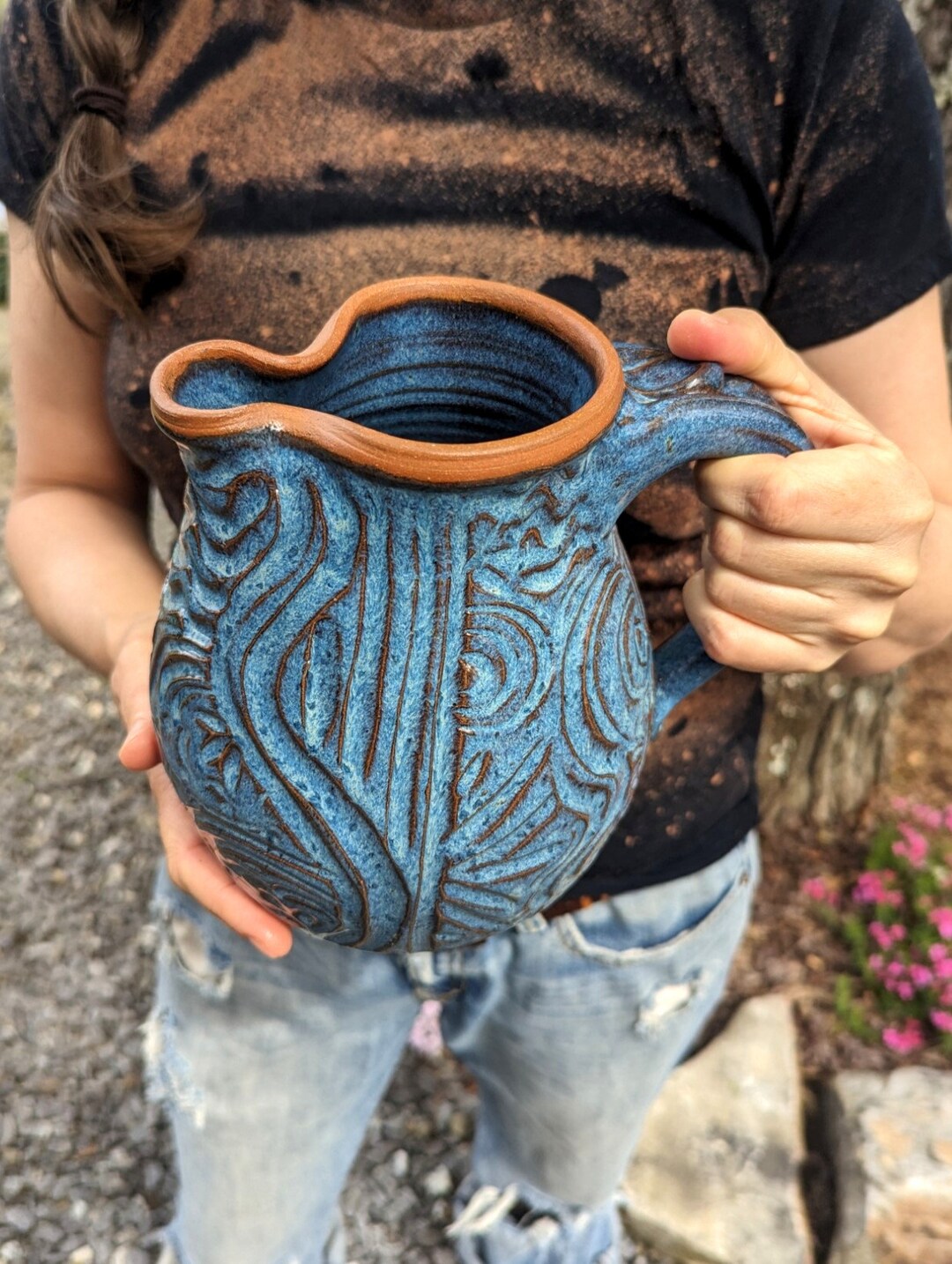 Half Gallon Pitcher Rooted in Slate Blue - Made to Order - Etsy