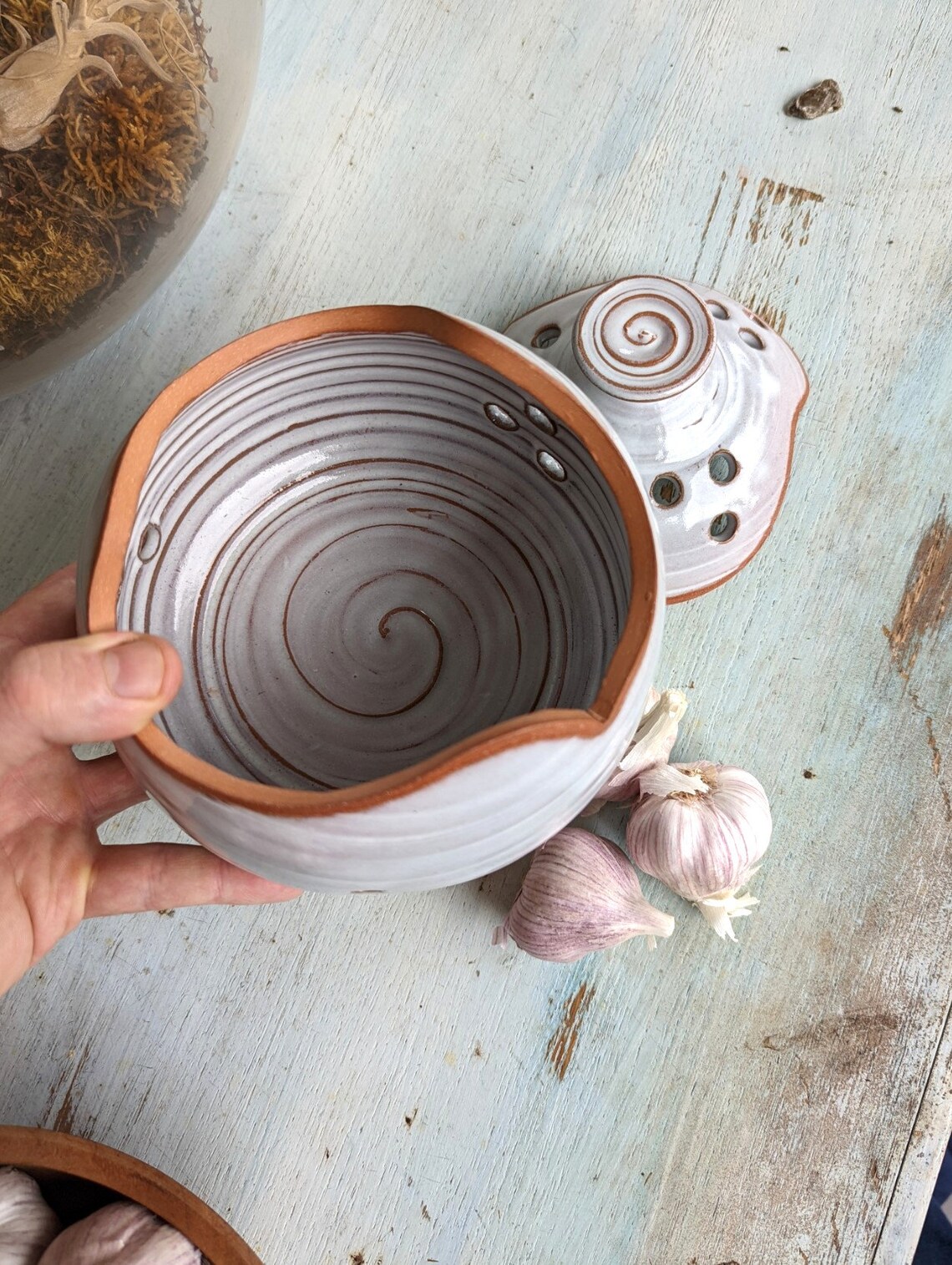 Large Garlic Keeper or Shallot Pot in Shale Made to Order - Etsy