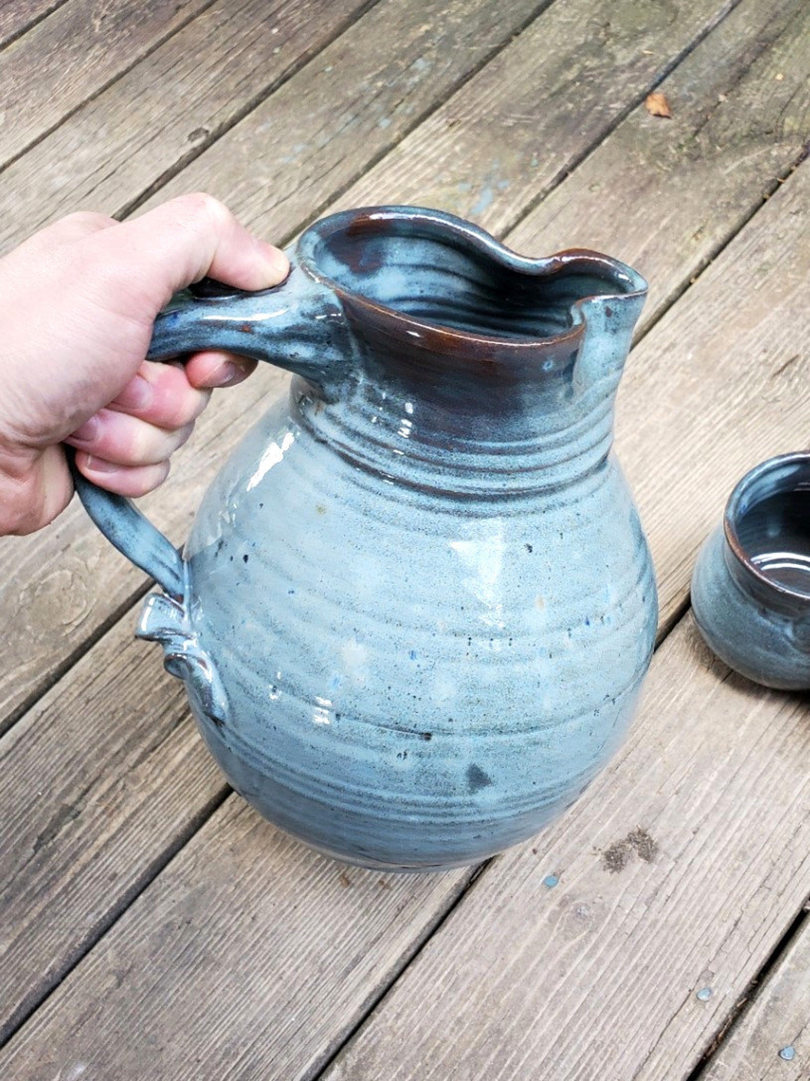 Large One Gallon Slate Blue Pitcher Made to Order - Etsy