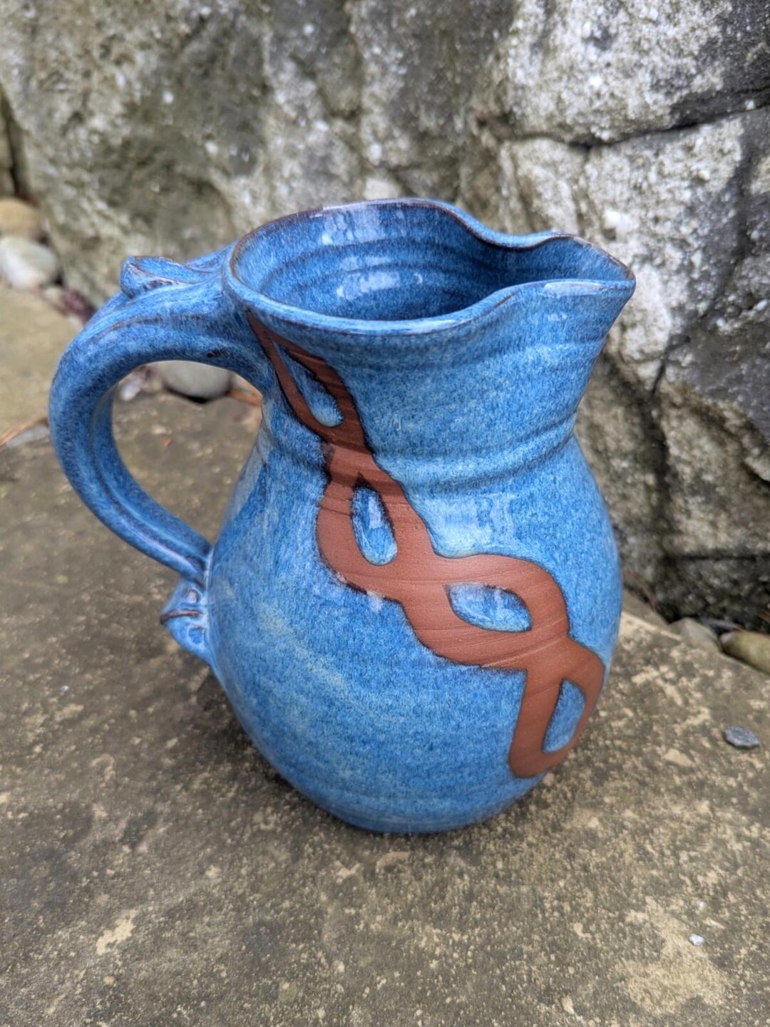 Half Gallon Pitcher in Slate Blue With Rust Chain- Made to Order - Etsy