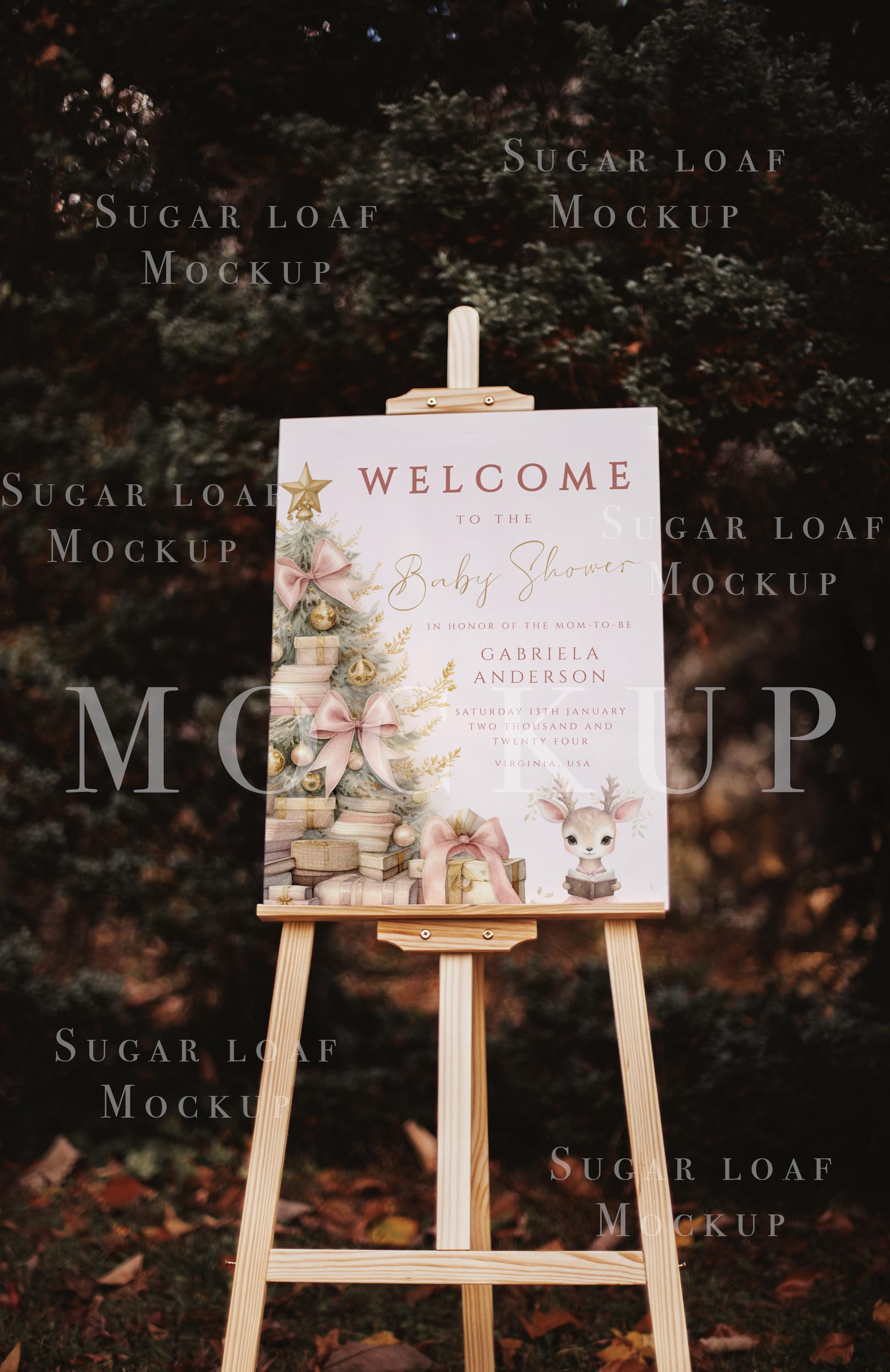 Easel Welcome Sign Mockup 18x24 Inches Outdoor for Wedding, Baby Shower ...