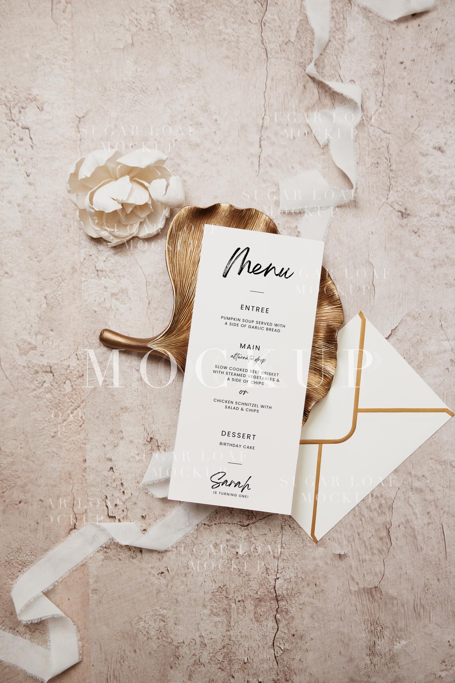 Elegant Table Menu Program Wedding Card Mockup 4x9 Inches, Stationary ...