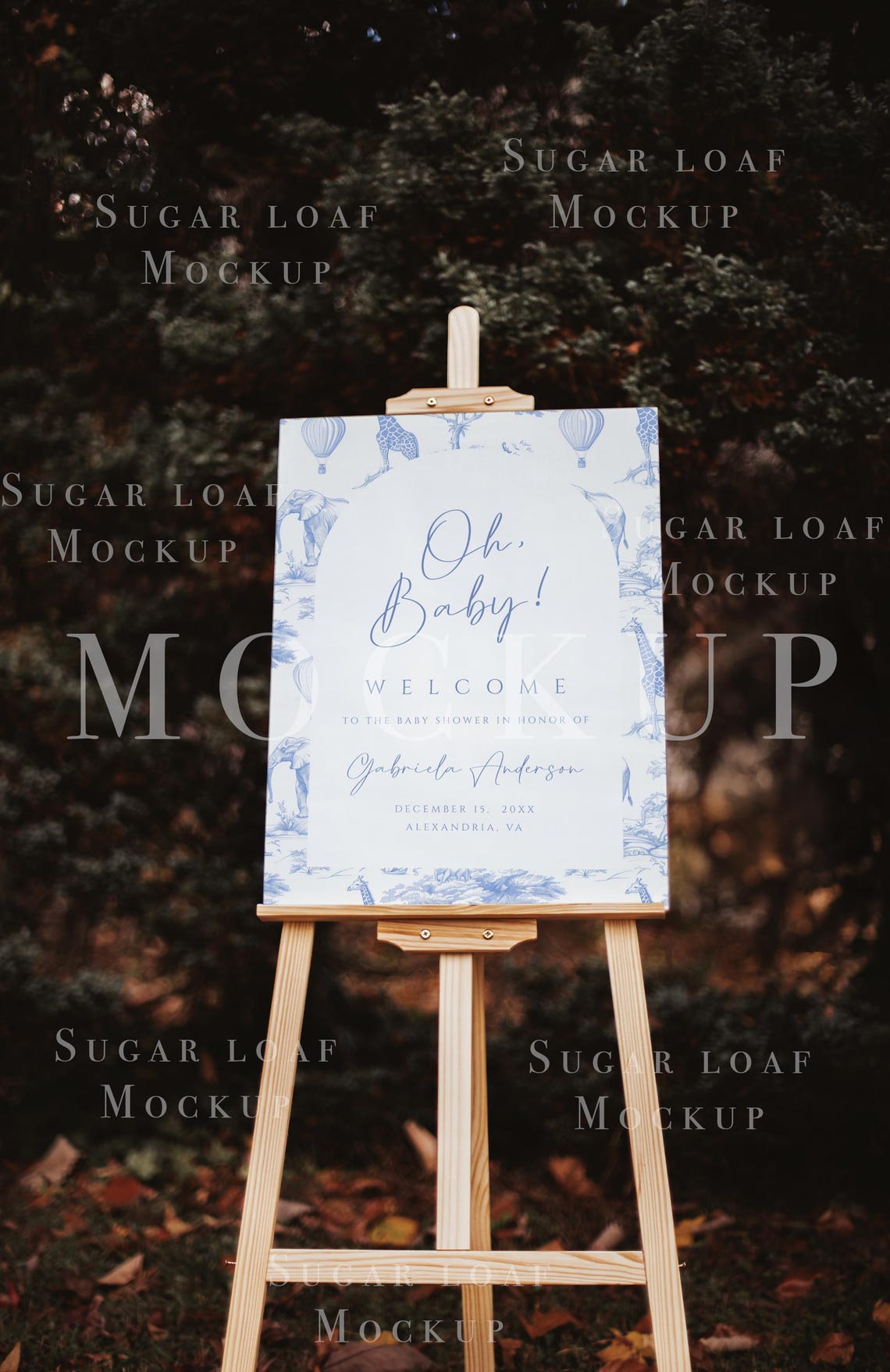 Easel Welcome Sign Mockup 18x24 Inches Outdoor for Wedding, Baby Shower ...