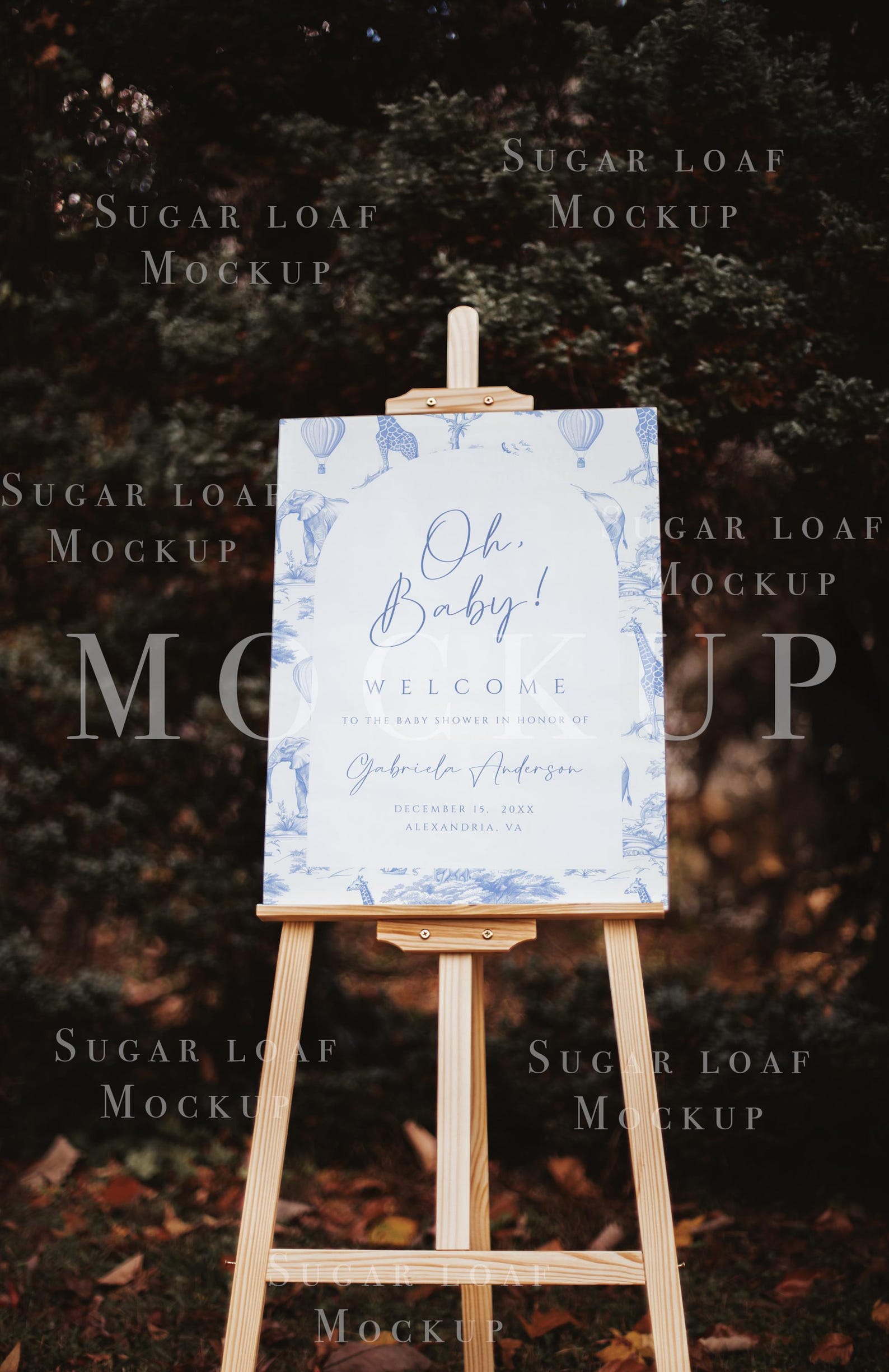 Easel Welcome Sign Mockup 18x24 Inches Outdoor for Wedding, Baby Shower ...