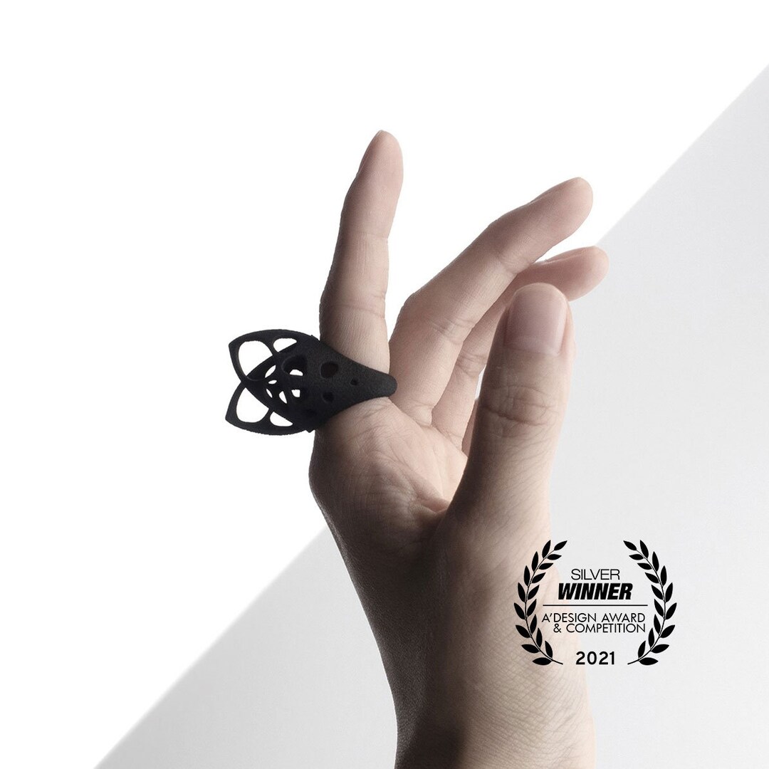 Black Statement Ring, Cocktail Art Ring, Geometric Oversized Open Ring ...