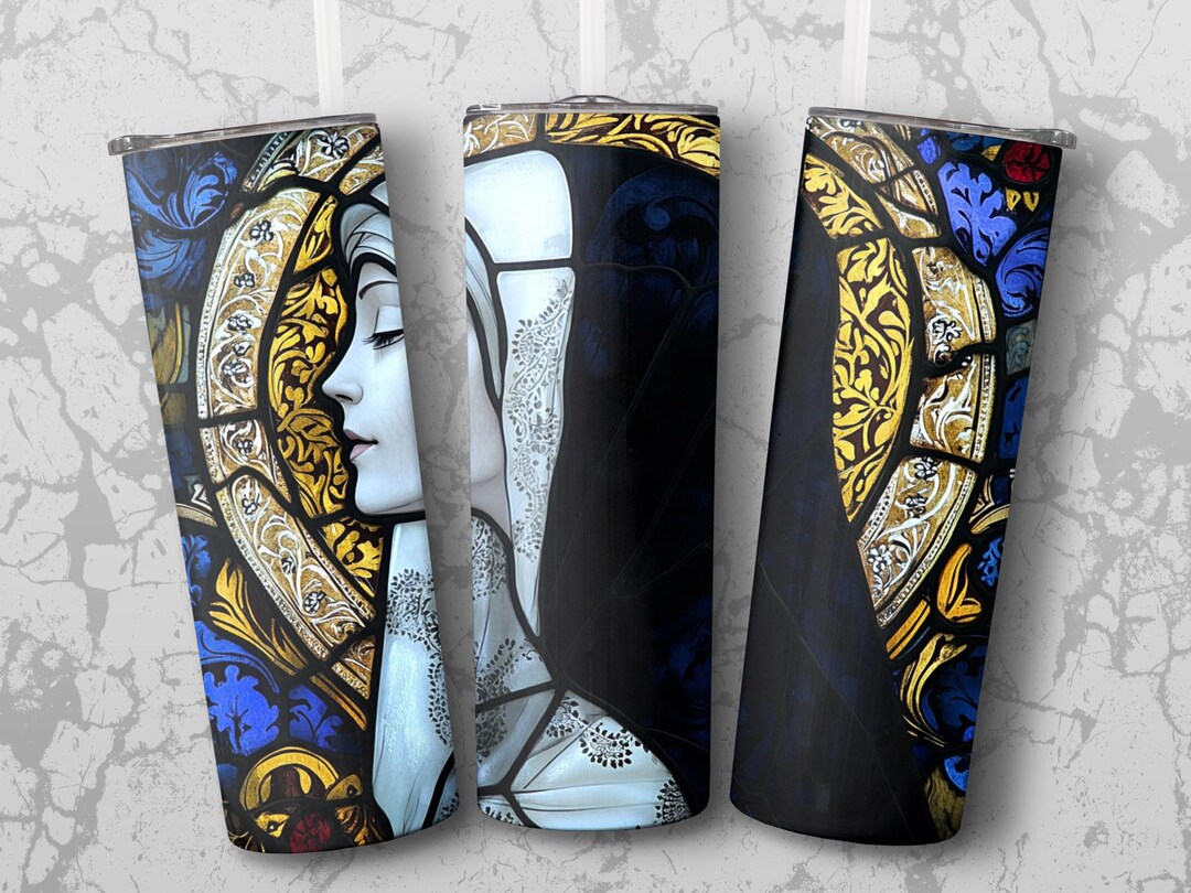 Weeping Nun Stained Glass Tumbler Wrap: Religious Art (PNG Digital ...